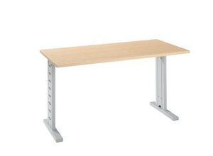 4251898813371 - Home Office Schreibtisch IQ Rechteck C-Fuß B 1300 x T 650 x H 735 mm Ahorn weißaluminium RAL 9006