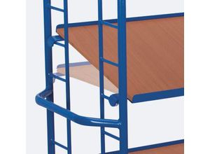 4035694001039 - Etagenwagen Stahl MDF-Platte Enzianblau Buche-Dekor 4 Etagen 1355 x 550 mm Stirnwände mit Rundstahlverstrebung EasySTOP bis 250 kg