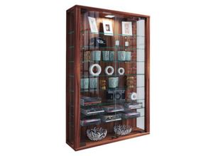 4051814336591 - Wandvitrine Vitrosa Mini mit LED-Beleuchtung 8 Einlegeböden 2 Flügeltüren B 590 x T 180 x H 910 mm Glas & Holz Kern-Nussbaum-Dekor