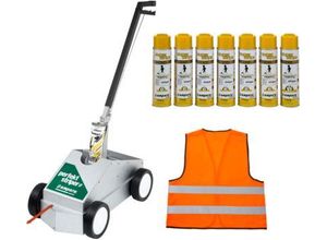 4250510861349 - Bodenmarkierer Perfekt-Striper + 12 Dosen gelb Markierungsfarbe SET + Warnweste GRATIS
