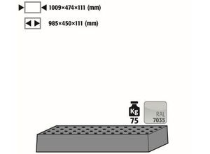 4250101186738 - Lochblecheinsatz Standard für asecos Sicherheitsschränke der Q30 Q90 und S90 Serie Stahlblech lichtgrau B 1009 x T 474 x H 111 mm bis 75 kg