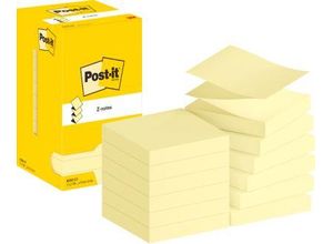 4064035065669 - POST-IT Haftnotizen Super Sticky Z-Notes R330 76 x 76 mm wiederablösbar cellophanfrei verpackt 12 x 100 Blatt gelb