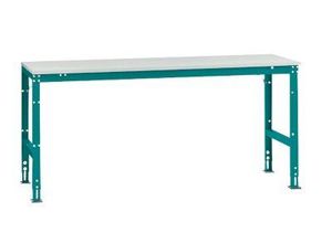 4045916079210 - AU41175021 Arbeits-Grundtisch UNIVERSAL Standard mit Kunststoffplatte BxTxH = 2000x800x760-870 mm Wasserblau