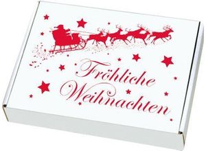 4055453000127 - Maxibriefkartons mit Motiv „Weihnachtsschlitten“ portooptimiert bis 20 kg Außenmaße 250 x 174 x 50 mm Mikrowellpappe weiß-braun 20 Stück