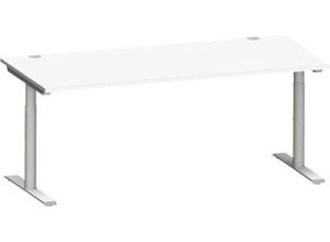 4250510938584 - Genius Schreibtisch MODENA FLEX T-Fuß-Rundrohr B 1800 x T 800 mm weiß weißalu