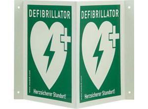 4260301053655 - Defibrillator Standort-Winkelschild B 450 x H 200 mm fluoreszierend
