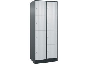 4066681232723 - Schließfachschrank Resisto 2 Abteile 8 Fächer B 772 x T 640 x H 1950 mm Anthrazitgrau Lichtgrau