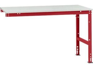 4045916080889 - AU60673003 Arbeits-Anbautisch UNIVERSAL Standard mit Kunststoffplatte BxTxH = 1500 x 1000 x 760-870 mm Rubin-Rot