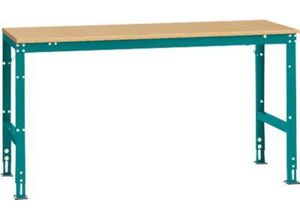 4045916094060 - AU40855021 Arbeits-Grundtisch UNIVERSAL Standard mit Multiplexplatte BxTxH = 1750 x 800 x 760-870 mm Wasserblau