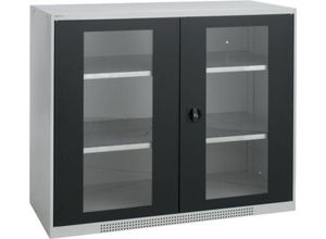 4051273790958 - Genius Sichttürschrank FS 3 OH abschließbar 2 Fachböden bis 450 kg B 1343 mm Stahl weißaluminium RAL 9006 anthrazitgrau RAL 7016