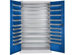 4051273642486 - Select Magazinschrank 10 Fachböden ohne Ausstattung B 1200 x T 500 x H 1935 mm Stahl weißaluminium enzianblau
