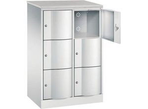 4064615391034 - Schließfachschrank Resisto 2 Abteile 6 Fächer B 772 x T 540 x H 1255 mm Lichtgrau Lichtblau