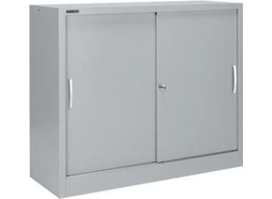 4051273516527 - Select Schiebetürenschrank MS iCONOMY Stahl 3 Ordnerhöhen B 1200 x T 400 x H 1215 mm weißaluminium RAL 9006