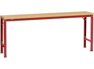 4045916147070 - AU71153003 Arbeits-Grundtisch UNIVERSAL Spezial mit Multiplexplatte BxTxH = 2000 x 800 x 722-1022 mm Rubin-Rot