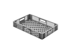 4026698076376 - Euro Box Bäcker- und Cateringkasten (Gläserkasten) Inhalt 154 l durchbrochene Version Durchfassgriffe lebensmittelecht stapelbar HDPE grau