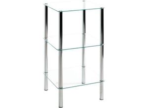 4001070902399 - Regal HAKU 2 Fächer mit jeweils bis zu 5 kg Tragkraft B 390 x T 390 x H 770 mm Stahl ESG-Sicherheitsglas chrom transparent