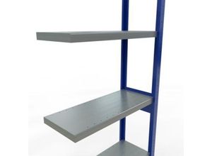 4004514282354 - Schulte Lagertechnik Fachbodenregal-Stecksystem MULTIplus 250 Anbauregal Längenriegel 2500x750x300 mm 6 Böden enzianblau verzinkt