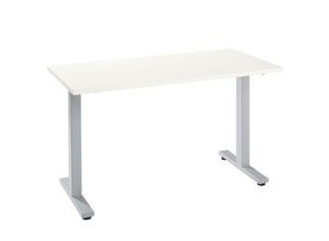 4251898813401 - Home Office Schreibtisch Start Off Rechteck T-Fuß B 1300 x T 650 x H 735 mm weiß weißaluminium