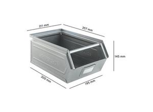 8697837515573 - Select Sichtlagerkasten mit Tragestab Stahl L 361 x B 211 x H 145 mm 85 l 60 kg galvanisch verzinkt
