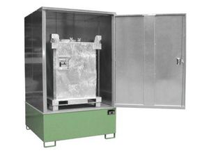 4052462026513 - Gefahrstoffschrank BAUER GS-4 Stahlblech unterfahrbar für 1 x 1000 l IBC B 1475 x T 1460 x H 2410 mm grün
