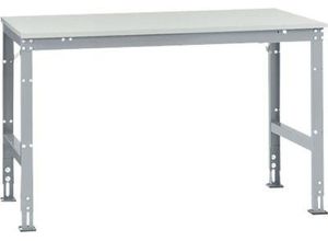 4045916070279 - AU40619006 Arbeits-Grundtisch UNIVERSAL Standard mit Melaminplatte BxTxH = 1500 x 1000 x 760-870 mm Alusilber