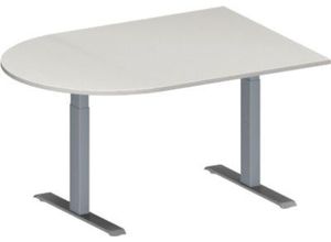 4251898815443 - Genius Konferenztisch MODENA FLEX Halbkreis T-Fuß Rechteckrohr B 1400 x T 1000 x H 650-850 mm lichtgrau weißaluminium RAL 9006