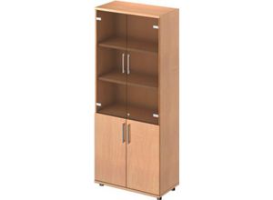 4250510806265 - Genius Kombischrank TETRIS WOOD 5 OH H 1910 mm Glas- und Flügeltüren Höhe inkl Gleiter Buche-Dekor