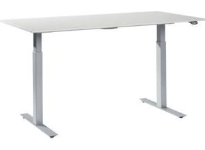 4250510815663 - Select höhenverstellbarer Arbeitstisch Melaminharz-Platte B 1600 x T 800 mm lichtgrau weißaluminium RAL 9006