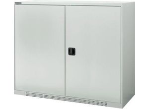 4051273768377 - Genius Flügeltürenschrank FS Stahl mit Belüftungslöchern B 1343 x T 520 x H 1105 mm 3 OH Lichtgrau Lichtgrau bis 450 kg
