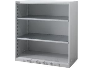4051273790460 - Genius Regalschrank FS 3 OH 2 höhenverstellbare Fachböden bis 450 kg B 1055 x T 420 x H 1105 mm Stahl weißaluminium RAL 9006