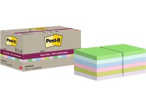 4064035060060 - Post-it® Haftnotizen Super Sticky Recycling Notes 622-RSS12COL B 476 x T 476 mm PEFC®-Papier farbig 12 Blöcke 70 Blatt Block