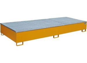 4052462052826 - Regalwanne RW-GR 3300-3 PE mit Gitterrost und PE-Einsatz B 3262 x T 1312 x H 383 mm bis 1000 l Stahl lackiert gelborange