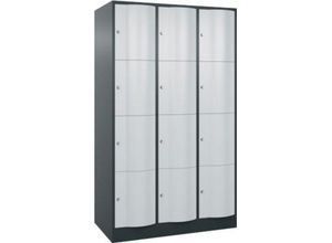 4066681232990 - Schließfachschrank Resisto 3 Abteile 12 Fächer B 1148 x T 640 x H 1950 mm Anthrazitgrau Lichtgrau