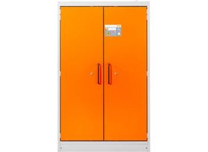 4052886457856 - Cemo Sicherheitsschrank Typ 90 PROline 12 20 selbstschließende Türen B 1200 x T 600 x H 1950 mm 33 Liter grau orange