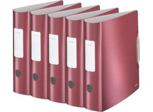 4002432549207 - LEITZ® Ordner Active Style DIN A4 Rückenbreite 82 mm 5 Stück granat rot
