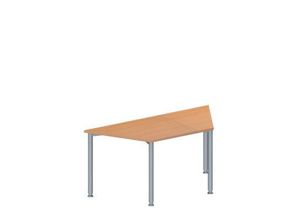 4251898814262 - Genius Konferenztisch MODENA FLEX Trapez 4-Fuß Rundrohr B 1600 x T 800 x H 720-840 mm Buche weißaluminium RAL 9006