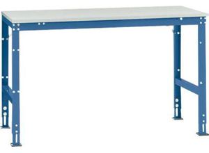 4045916070118 - AU40515007 Arbeits-Grundtisch UNIVERSAL Standard mit Melaminplatte BxTxH = 1500 x 800 x 760-870 mm Brillantblau (RAL 5007)