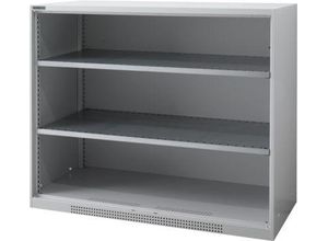 4051273790484 - Genius Regalschrank FS 3 OH 2 höhenverstellbare Fachböden bis 450 kg B 1343 x T 420 x H 1105 mm Stahl weißaluminium RAL 9006