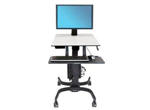 0698833015959 - ergotron® WorkFit-C Single HD Steh-Sitz-Arbeitsplatz Arbeitsfläche höhenverstellbarer Monitorarm & Tastaturablage Kabelmanagement schwarz-grau