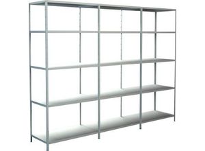 4004514122414 - Steckregal Stecksystem Grund- und 2x Anbauregale Regale Metall weiß 1800x2600x500 mm 15 Böden Gr B H T 260 cm x 200 cm x 50 cm weiß Werkstatt-Regale