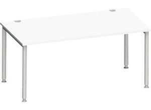 4250510840351 - Genius Schreibtisch MODENA FLEX 4-Fuß-Rundrohr B 1600 x T 800 mm weiß weißalu