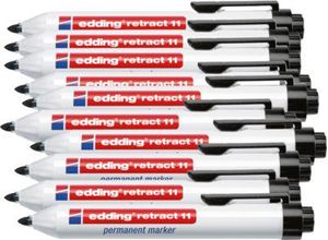 4004764869589 - edding retract 11 Permanentmarker ohne Kappe mit Druckmechanik 10 Stück schwarz