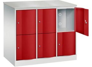 4064615389925 - Schließfachschrank Resisto 3 Abteile 6 Fächer B 1148 x T 640 x H 1077 mm Lichtgrau Clowngrün