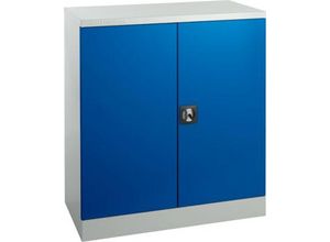 4260610847372 - Select Stahlschrank 2 OH 2 höhenverstellbare Einlegeböden Drehzylinderschloss B 916 x T 422 x H 1000 mm lichtgrau RAL 7035 enzianblau RAL 5010