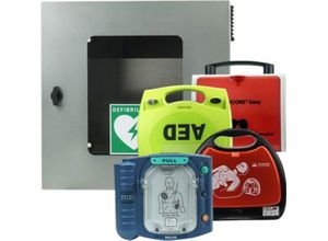 4260301052467 - AED Wandkasten universell für alle Defibrillatoren IP54 klimatisiert mit Alarm inkl Standortaufkleber & Befestigungsmaterial B 400 x T 200 x H 400 mm Edelstahl pulverbeschichtet Polycarbonat transparent grau