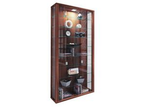 4051814336638 - Wandvitrine Vitrosa Maxi mit LED-Beleuchtung 8 Einlegeböden 2 Flügeltüren B 590 x T 180 x H 1140 mm Glas & Holz Kern-Nussbaum-Dekor