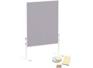 4002390062466 - MAULsolid Moderationstafel Filz grau B 1200 x H 1500 mm + Moderationskarten-Set mit 360 Karten und 200 Pin-Nadeln