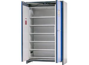 4054923265554 - Asecos Akku-Lagerschrank ION-CORE-90 CS 1200 6 Fachböden gelocht + 1 Bodenauffangwanne B 1193 x T 615 x H 1953 mm