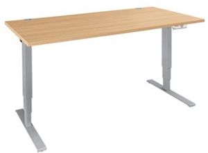4251898808988 - Genius Schreibtisch AERO FLEX elektrisch höhenverstellbar Rechteck C-Fuß B 1200 x T 800 x H 620-1280 mm Buche weißalu