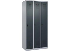 4068427630466 - Kleiderspind Evolo Plus 3 Abteile Anschlag rechts Sicherheits-Drehriegel B 900 x T 500 x H 1850 mm weißaluminium anthrazitgrau